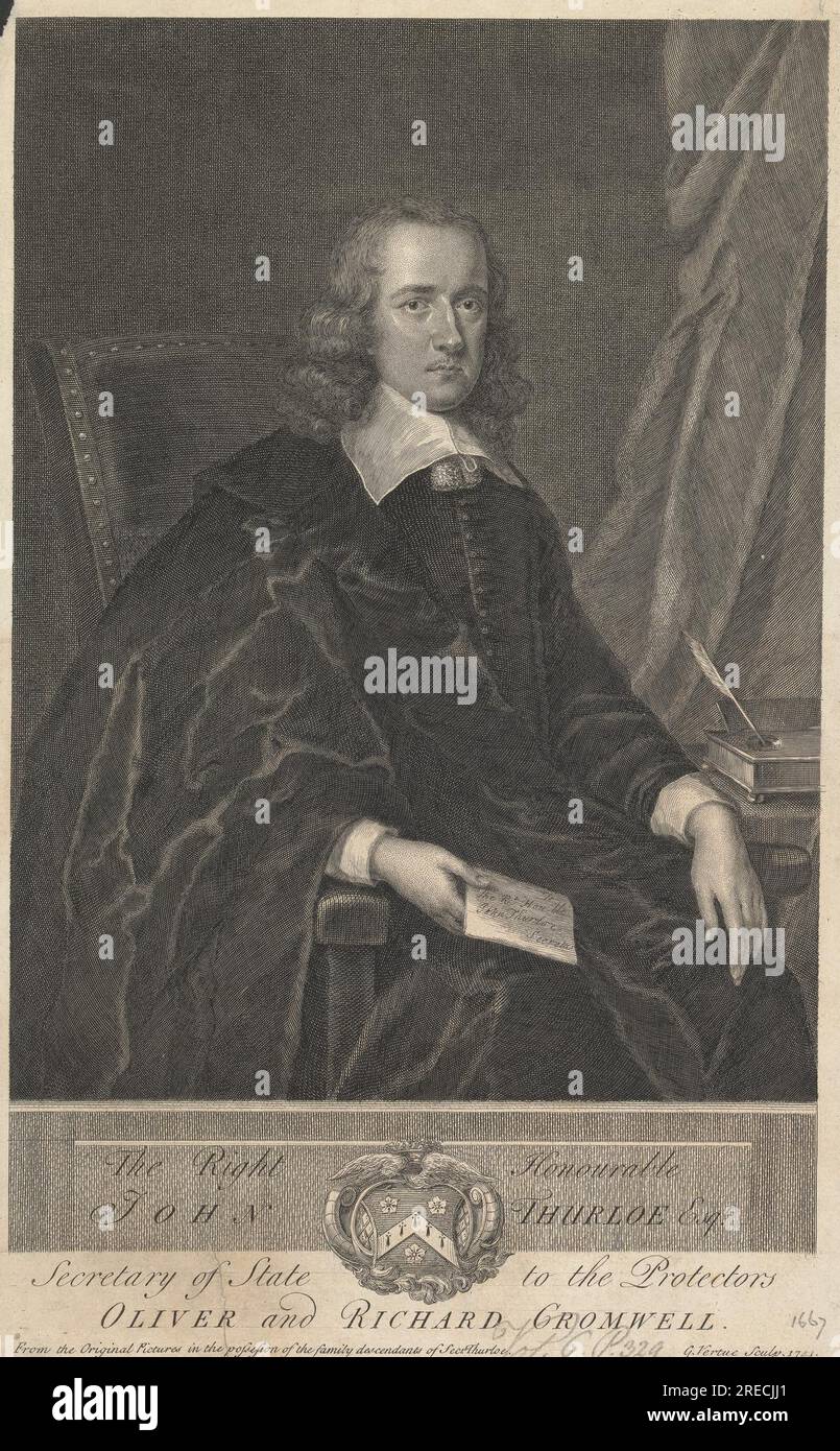 The Right Honourable John Thurloe Esqr. 1741 by George Vertue Stock ...