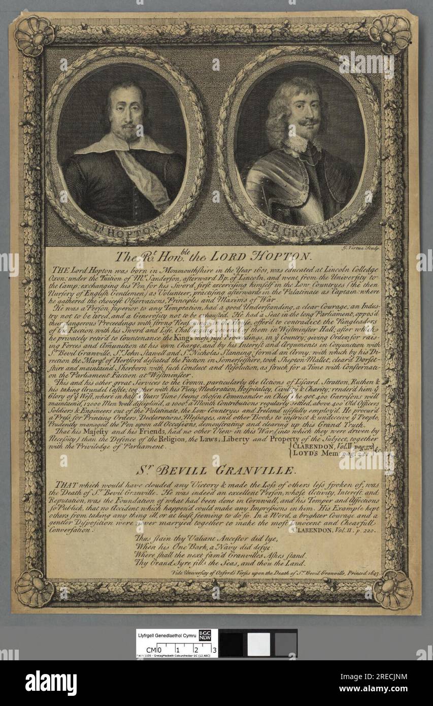 The Rt. Honble. the Lord Hopton ; Sr. Bevill Granville 18th century by ...