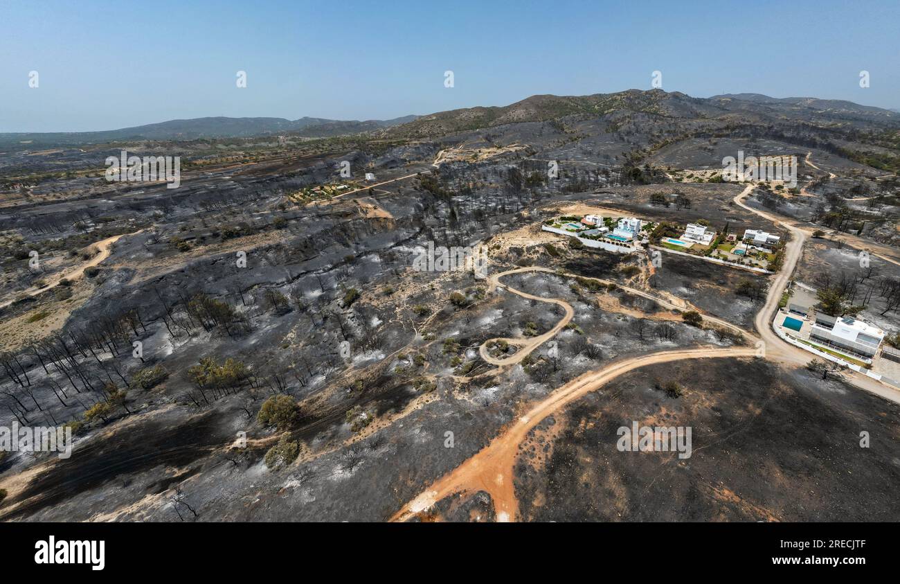 Gennadi, Greece. 27th July, 2023. Aerial photos from the village of ...
