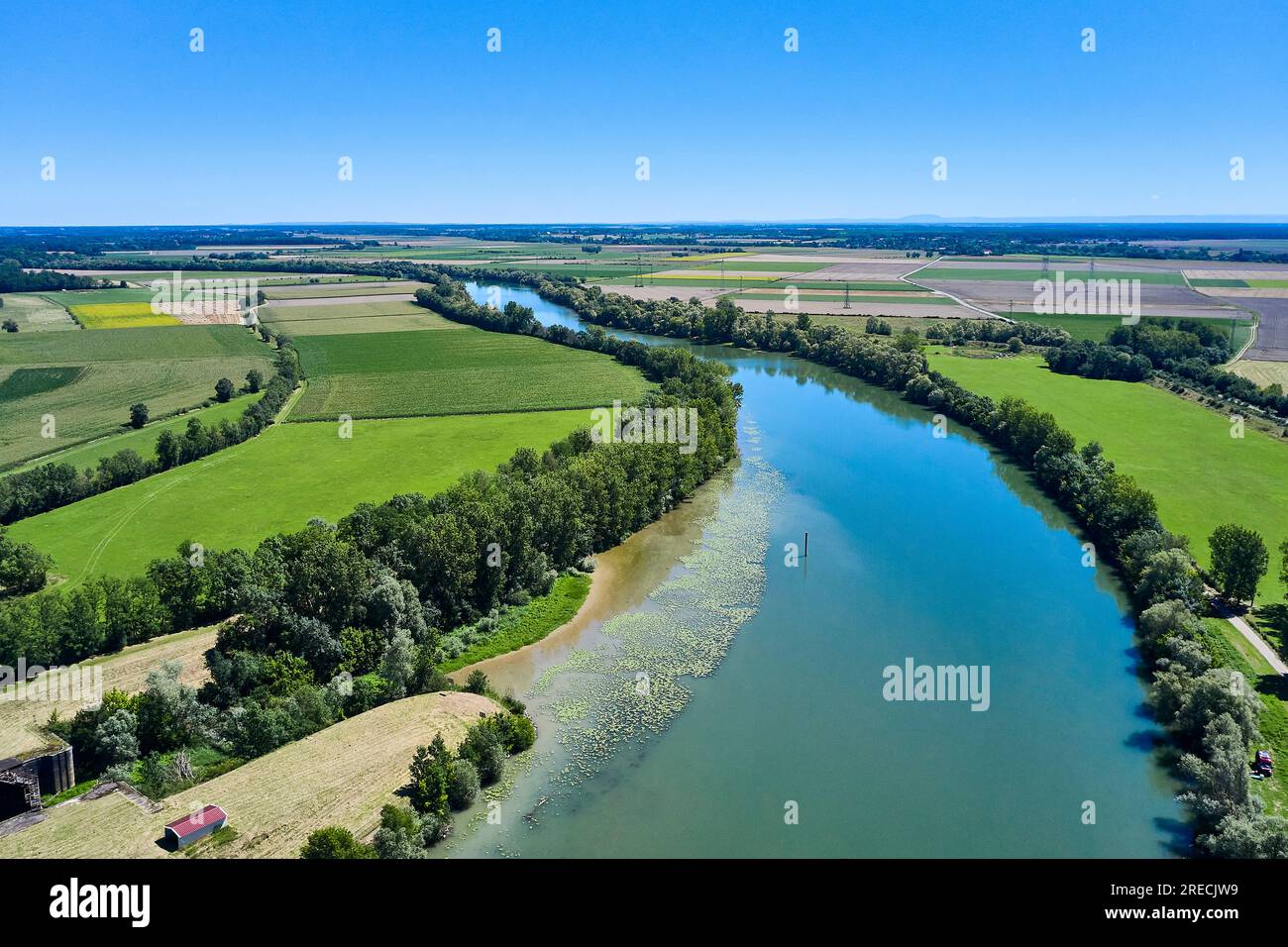 Verdun sur le Doubs (central eastern France): aerial view of the River ...