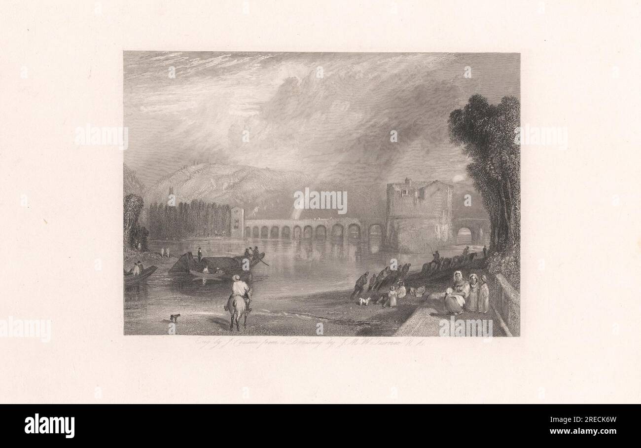 Bridge of Meulan 1835 by John Cousen Stock Photo - Alamy