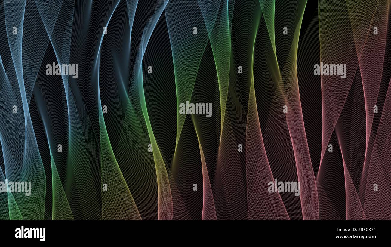 Abstract wavy rainbow gradient background, blue, green, yellow, pink ...