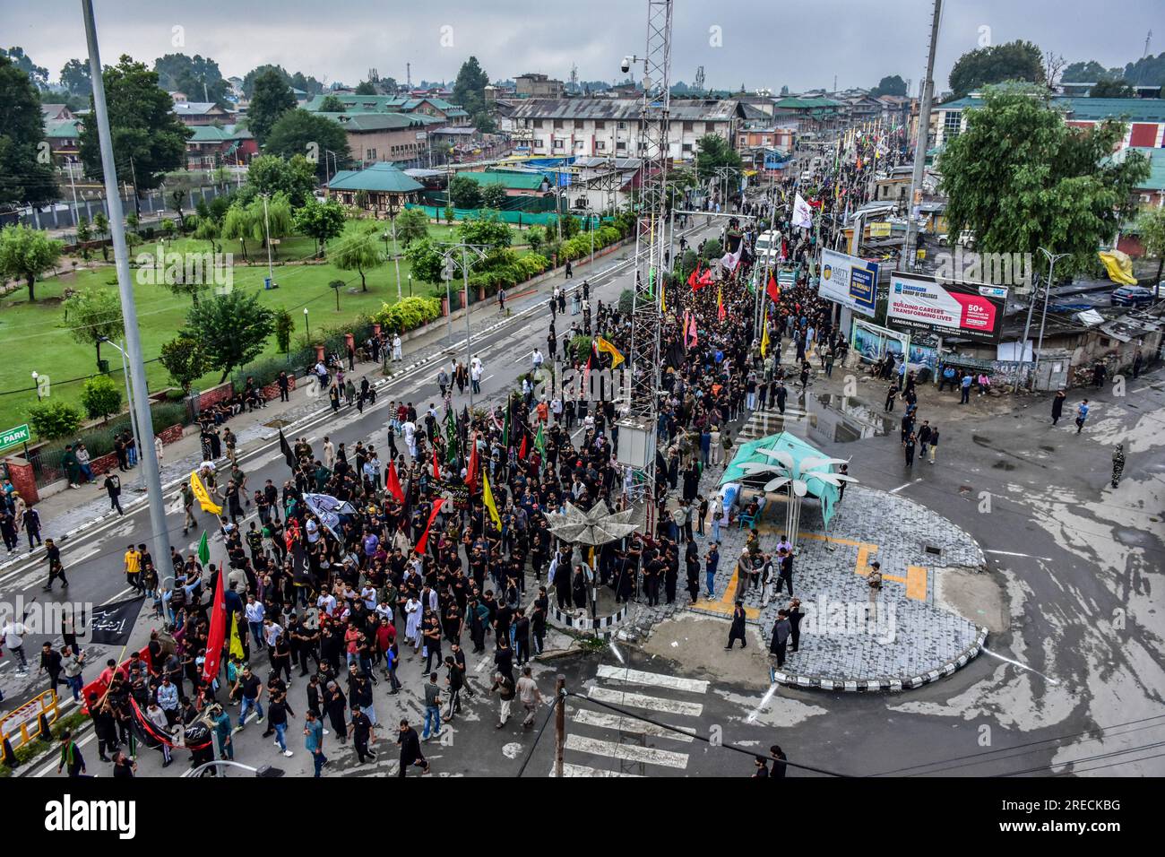 Srinagar, India. 27th July, 2023. Kashmiri Shiite Muslims take part in a ritual religious ...
