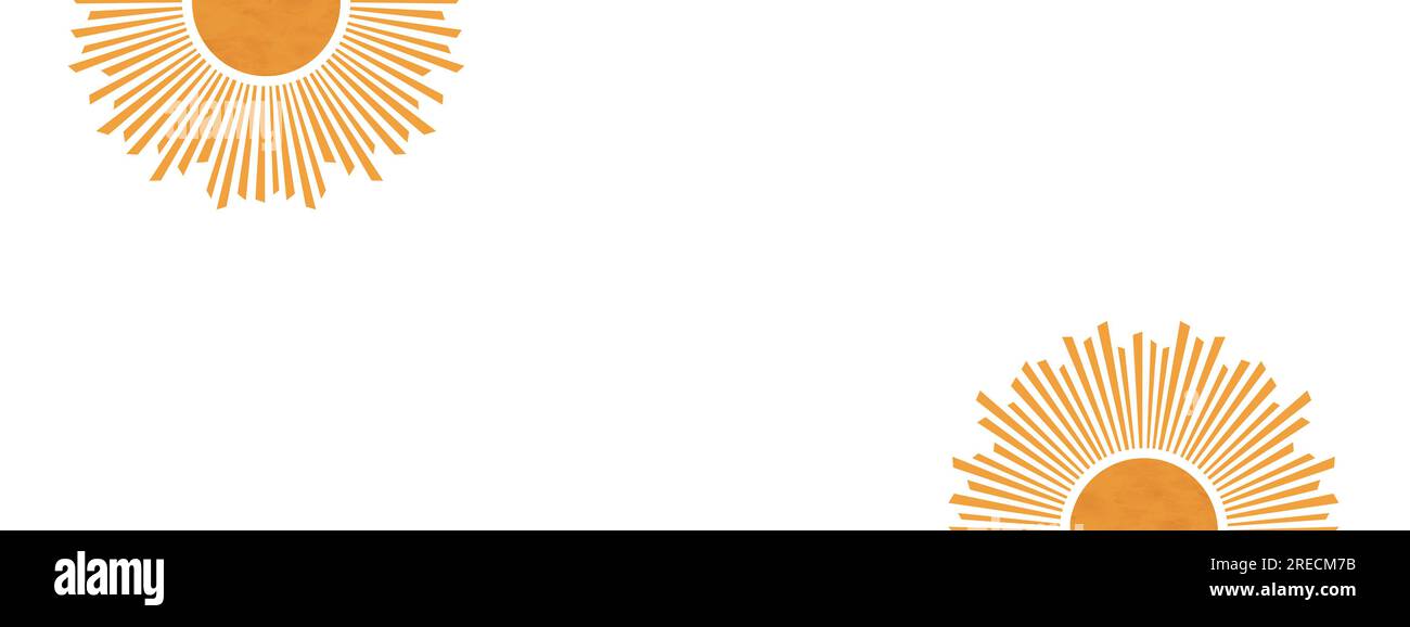 Boho sun flat lay illustration header or banner design. Artwork of ...