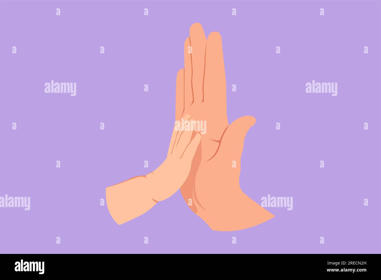 Cartoon flat style drawing father and child making hi five gesture ...