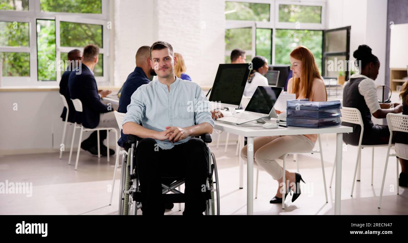 Business People With Disability In Office Workplace. Team Of Workers ...
