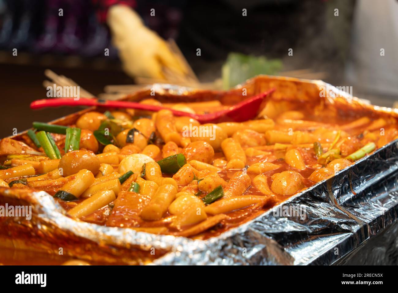 Delicious Korean cuisine Tteokbokki, tasty spicy rice cake with ...