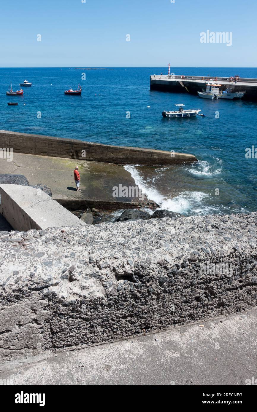 The harbour at Ribiera Brava on Madeira's southern coast Stock Photo ...