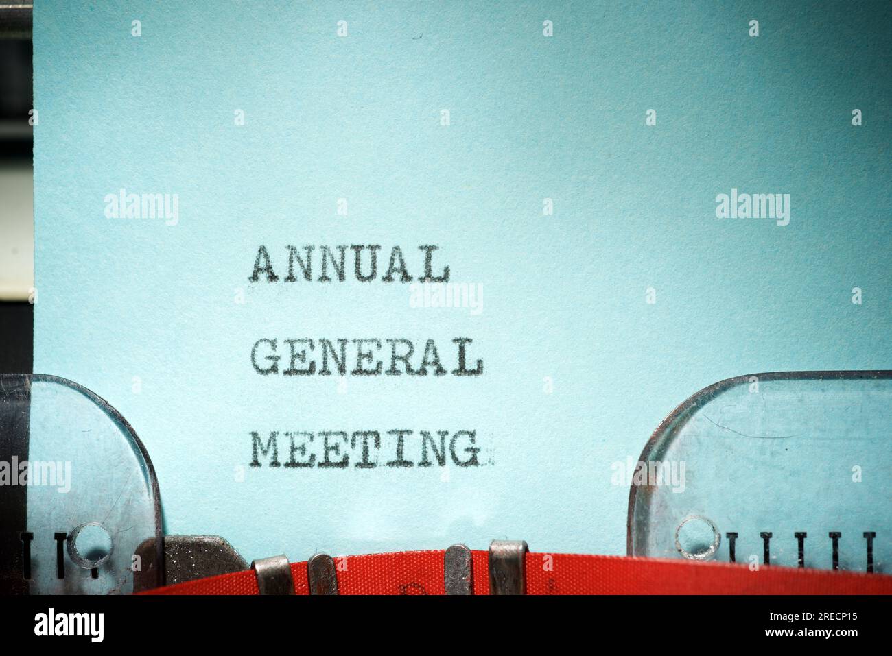 Annual general meeting text written with a typewriter Stock Photo - Alamy