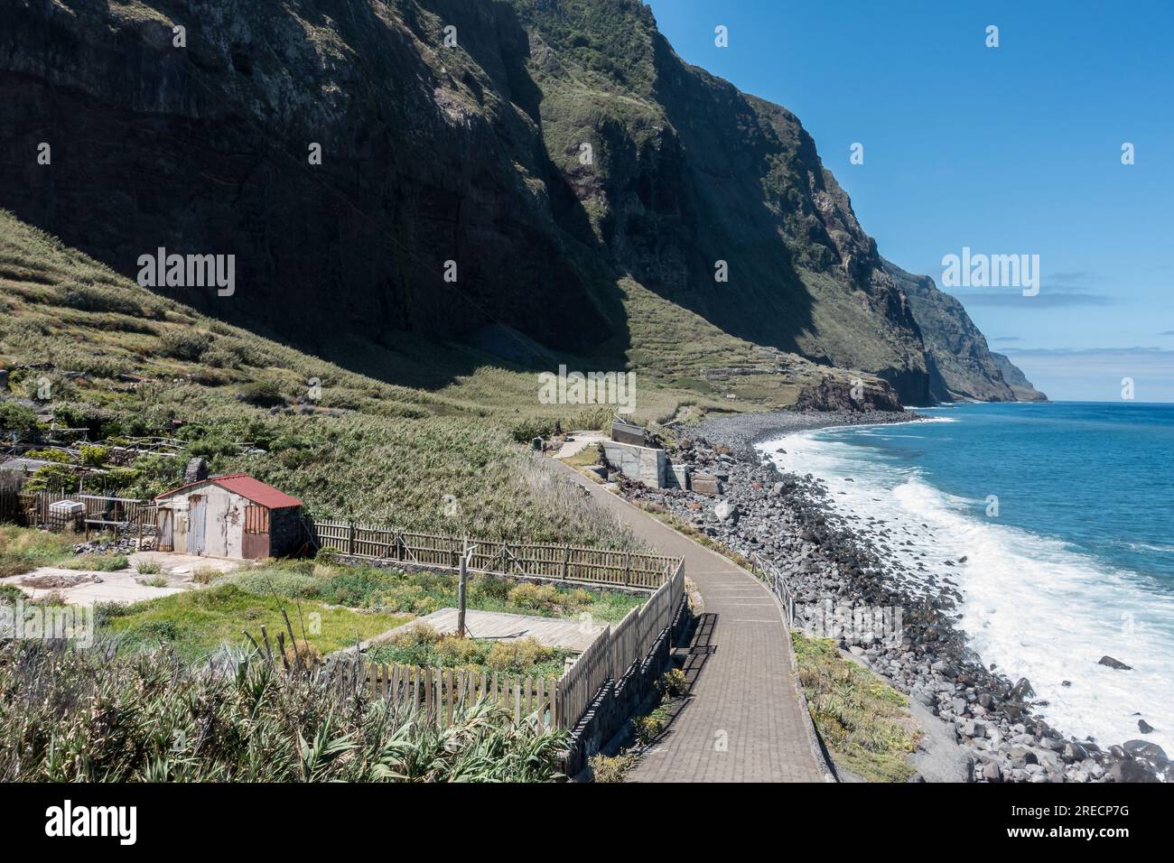 The rugged north coast of Madeira where the cliffs soar from the ...