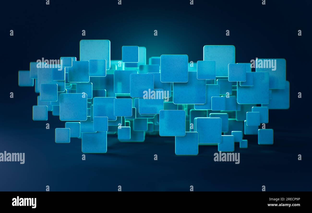 Light blue technology background squares hi-res stock photography and ...