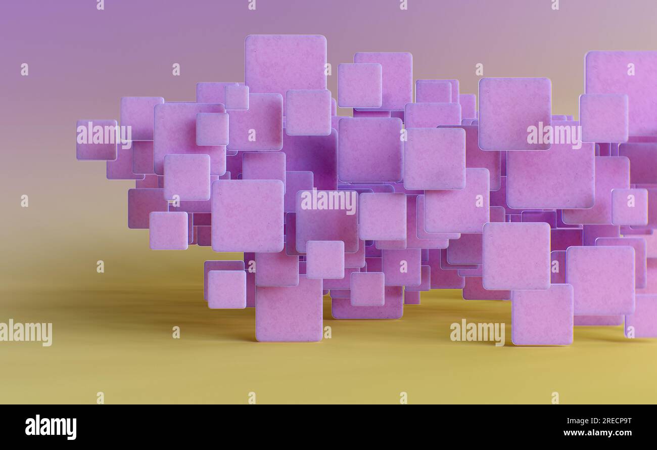 Abstract Background Technology Concept 3d Rendering Matte Pink Translucent Squares With