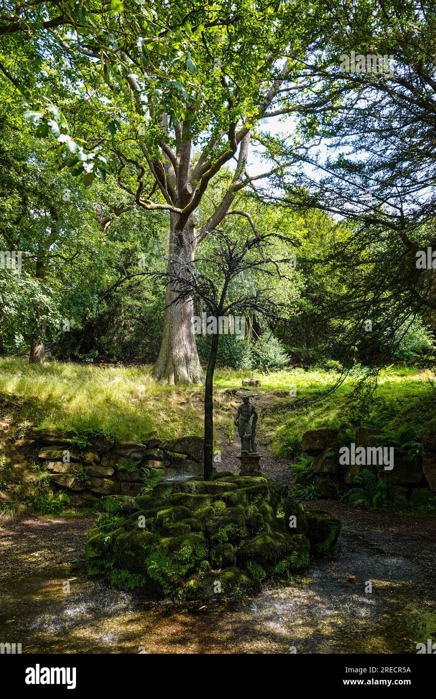 Artificial tree fountain, Chatsworth House and gardens, a well known ...
