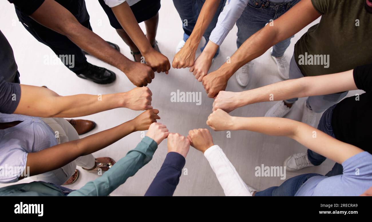 Team Hands In Circle. Racial Equality Spirit Stock Photo - Alamy