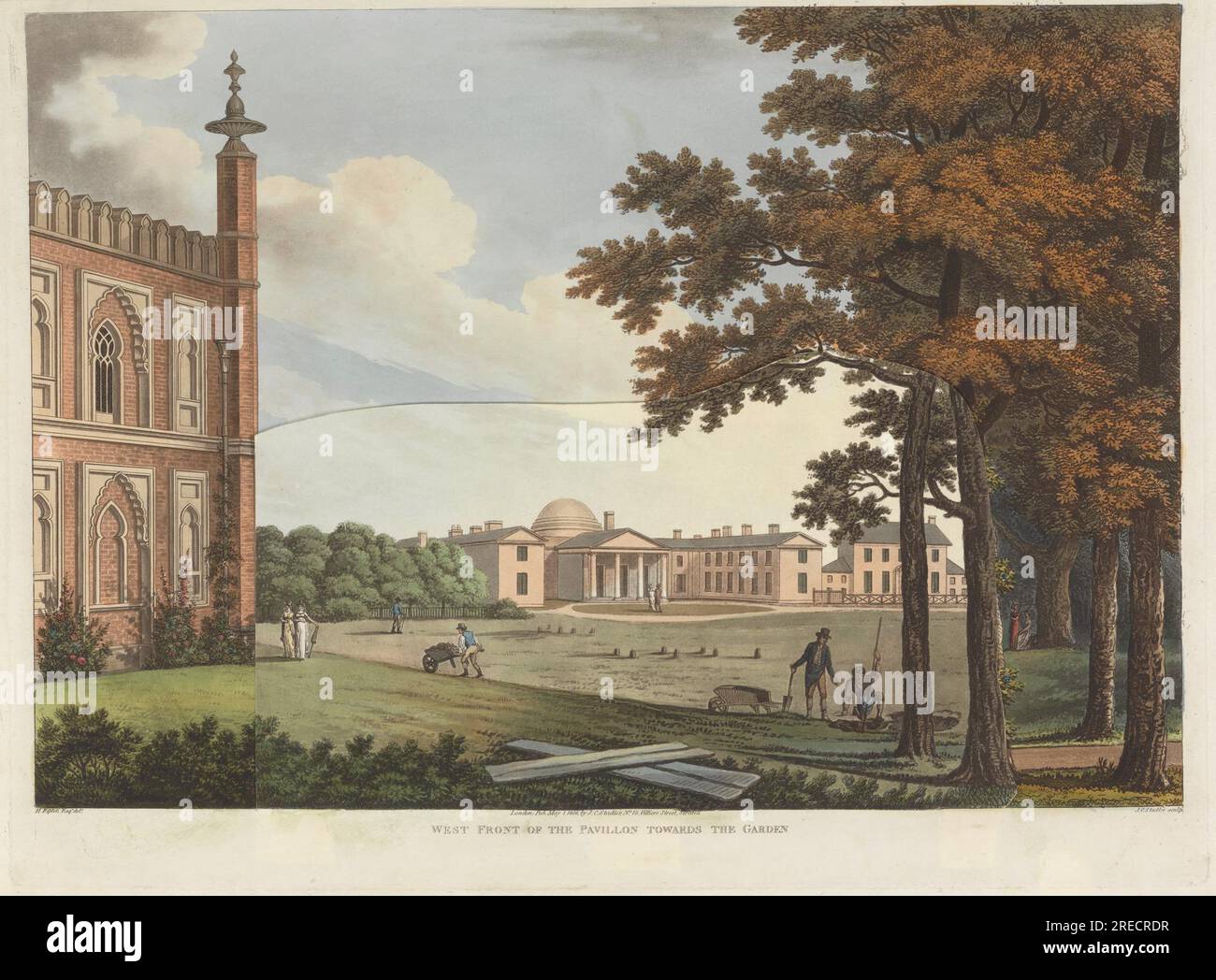 West Front of the Pavillon Towards the Garden, Brighton 1808 by Joseph ...
