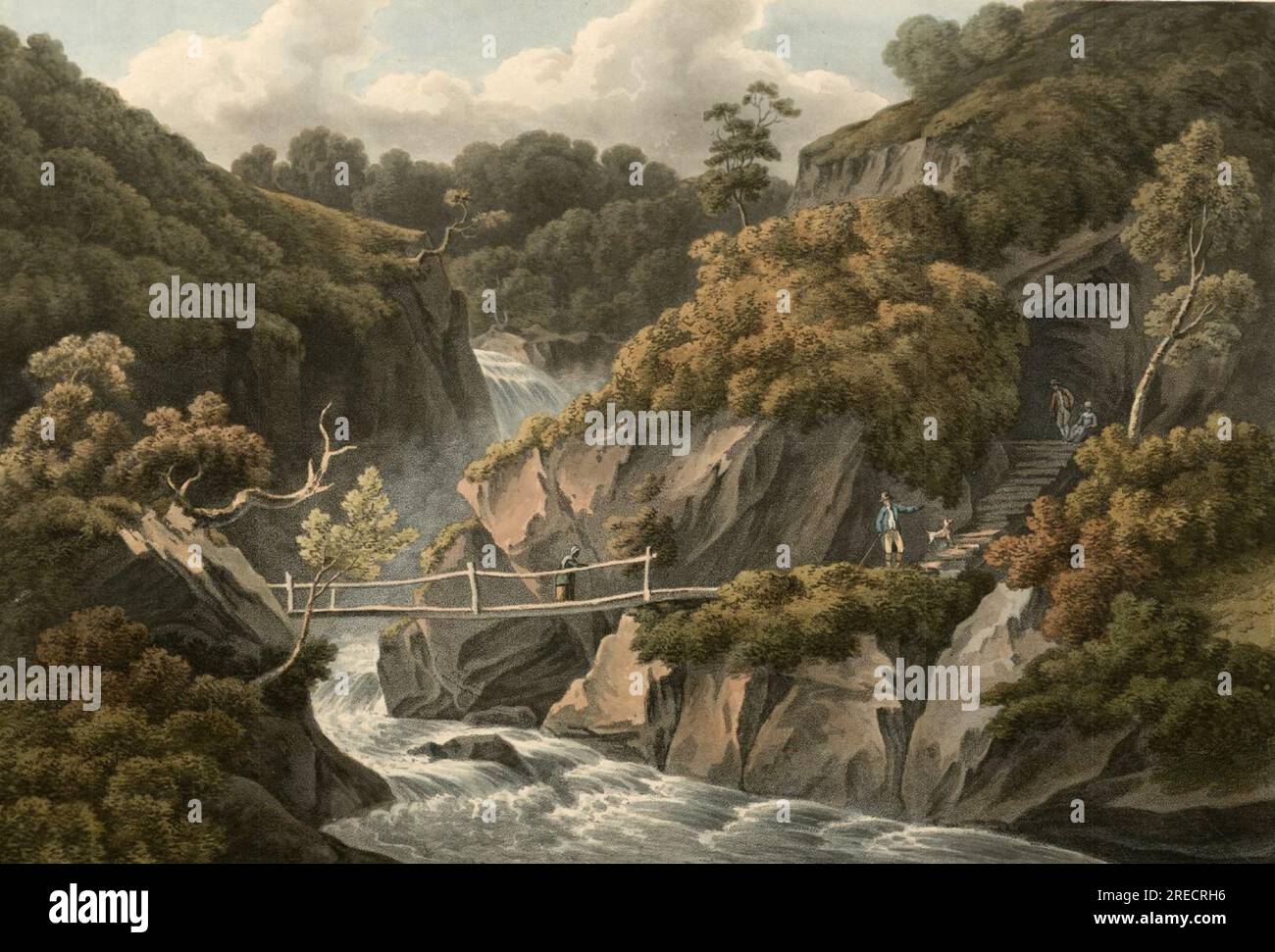 Cavern Cascade 1809 by Joseph Constantine Stadler Stock Photo - Alamy