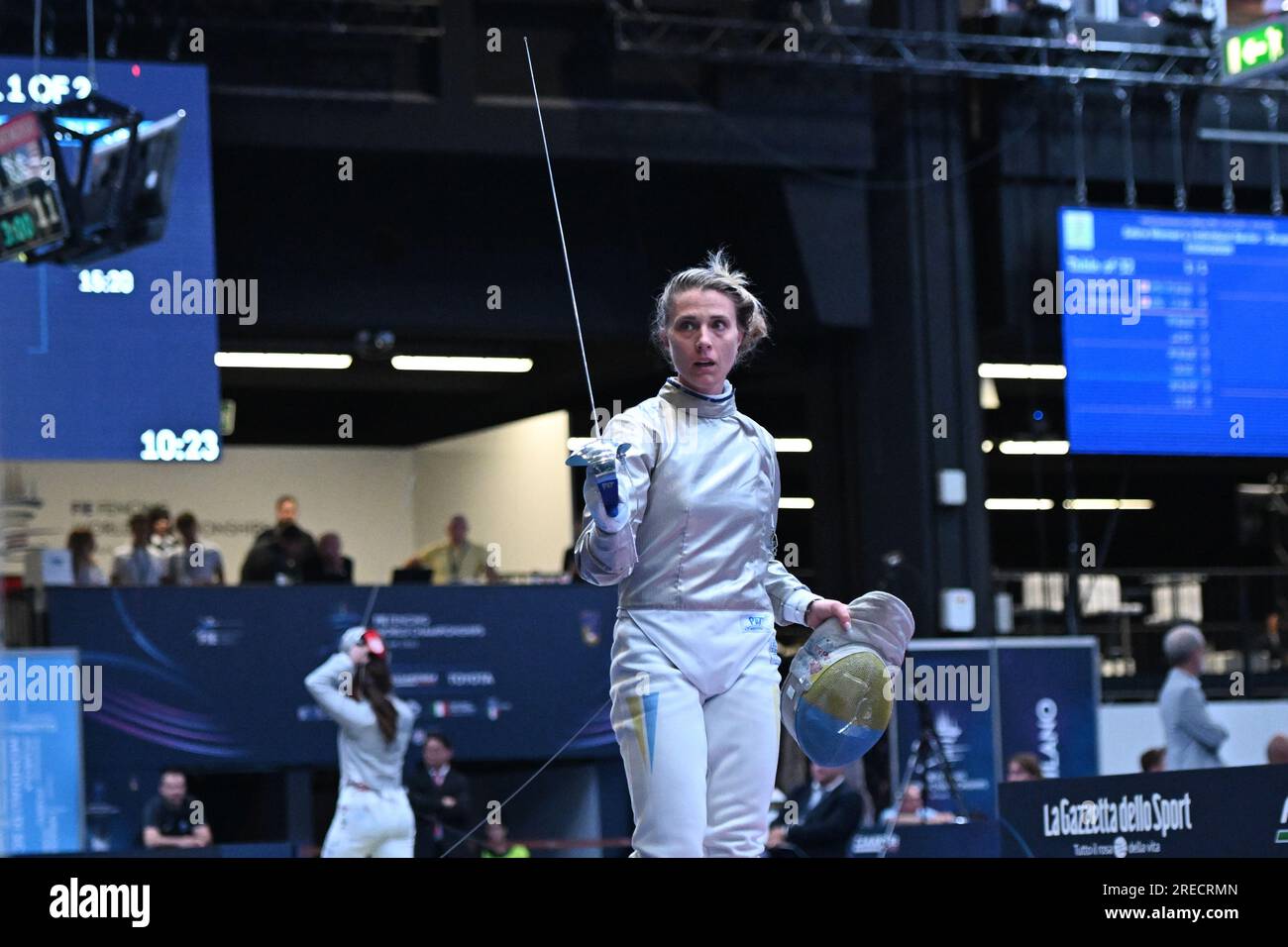 Olga Kharlan of Ukraine celebrates winning the 2023 FIE Fencing World ...
