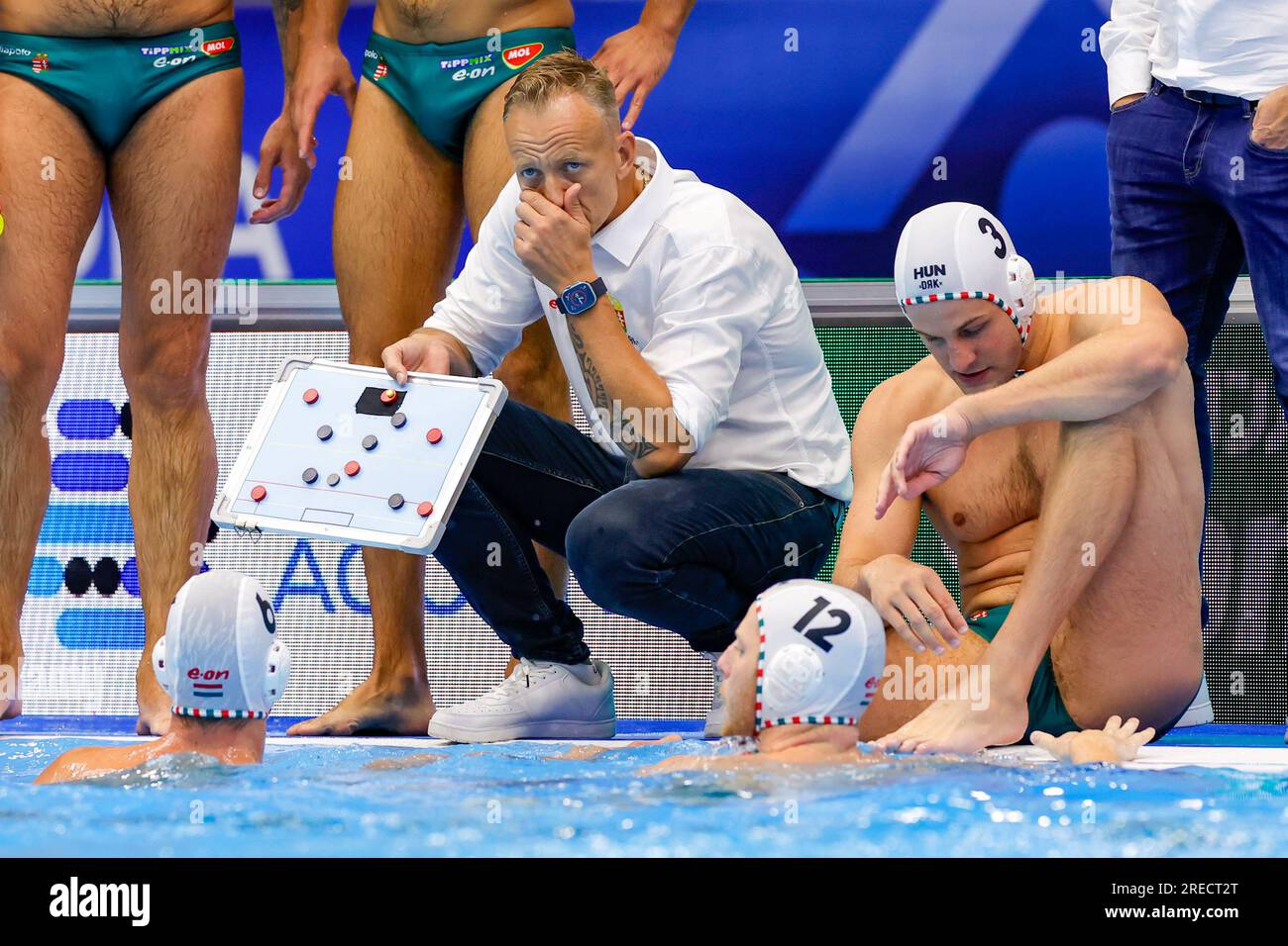 Fukuoka, Japan. 27th July, 2023. FUKUOKA, JAPAN - JULY 27: headcoach Zsolt Varga of Hungary ...