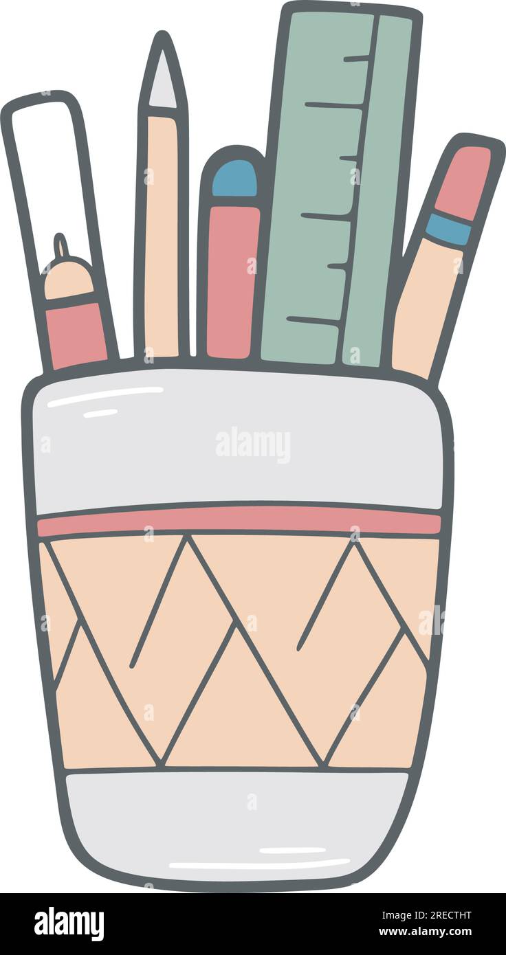 Hand drawn stationery in glass clip art Stock Vector Image & Art - Alamy