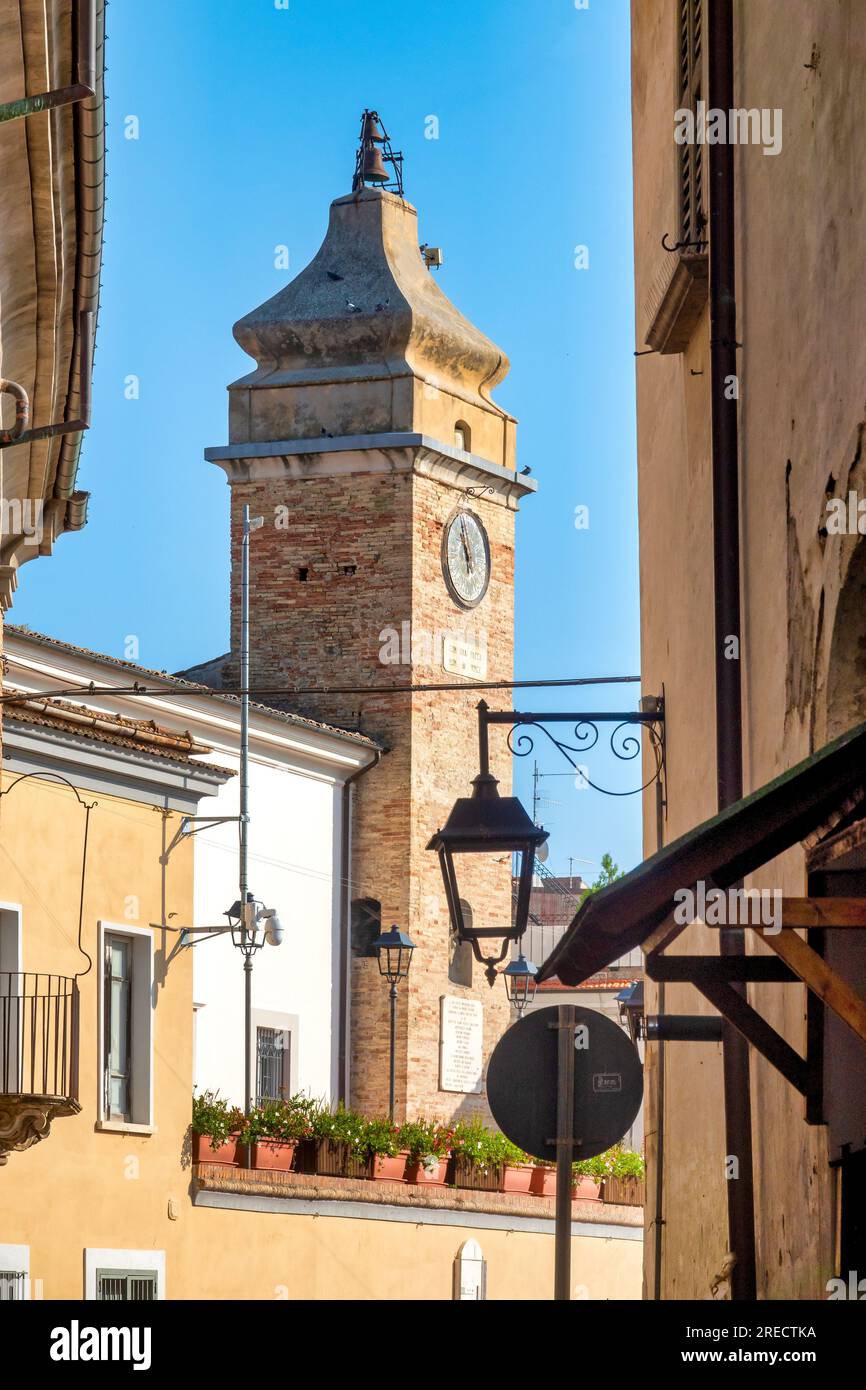Clock tower in Piazza D'Albenzio, Spoltore, Italy Stock Photo - Alamy