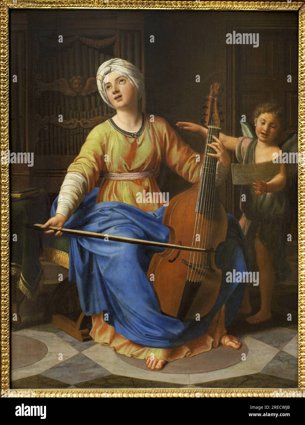 Sainte Cecile. Peinture de Nicolas Colombel (1646-1717), huile sur bois. Art francais 17e-18e ...