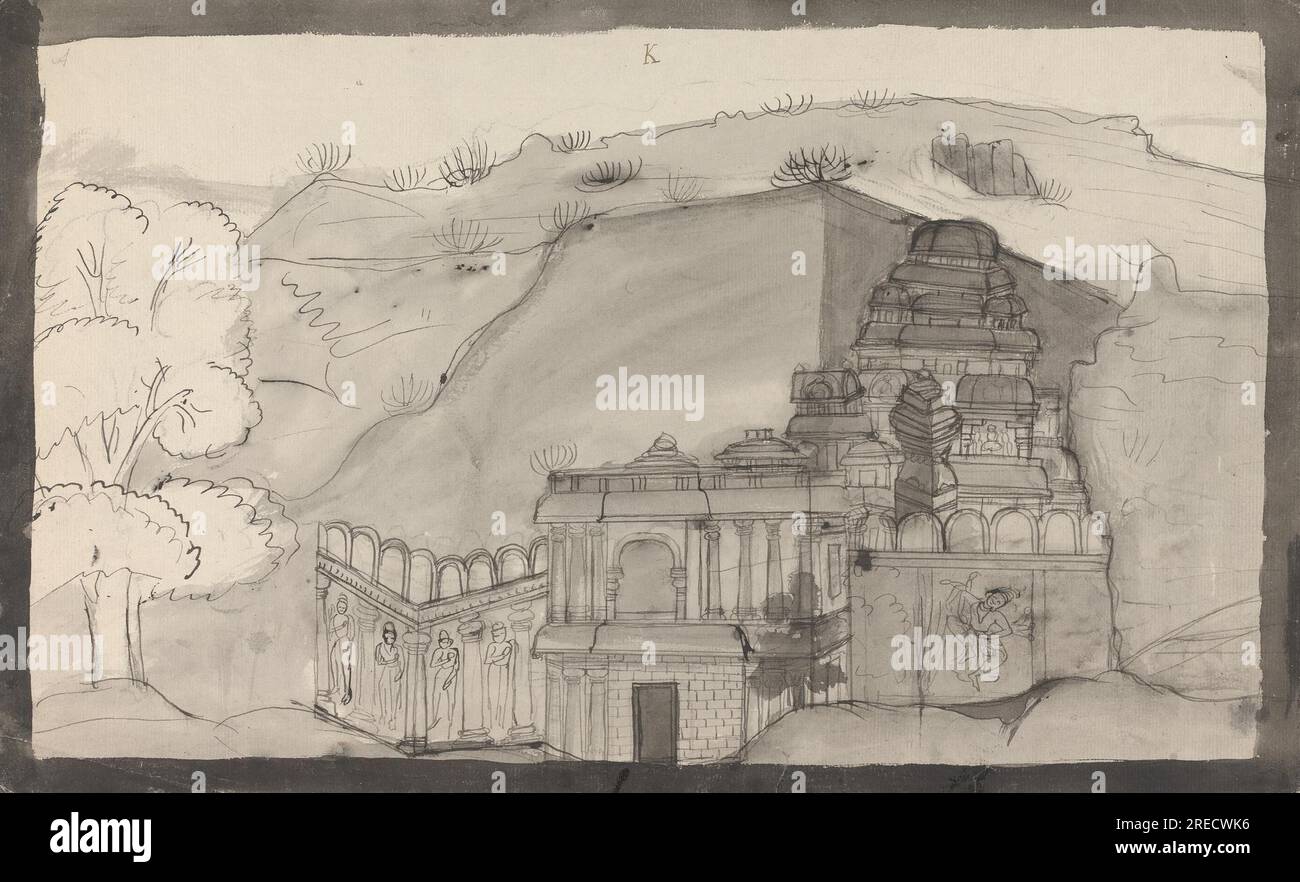 Interior of an Ellora Cave Temple by Gangaram Chintaman Tambat Stock ...