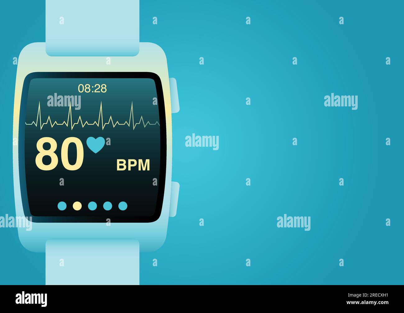 Vector illustration of a smart watch shows heart beat rate Stock Vector ...