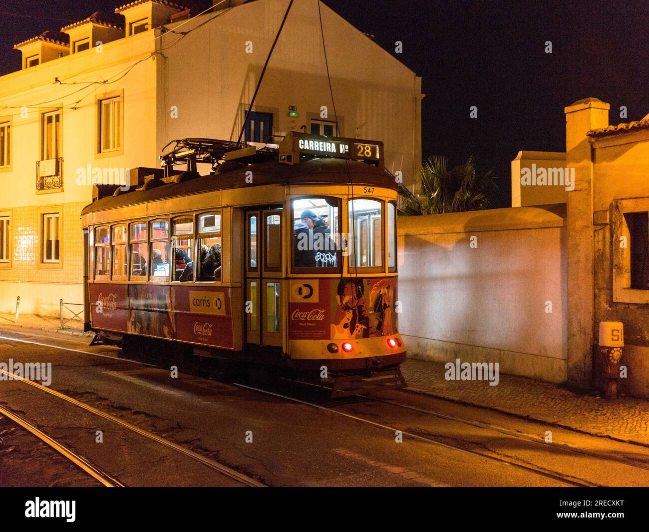 Historic tram line in Lisbon/Portugal Stock Photo - Alamy