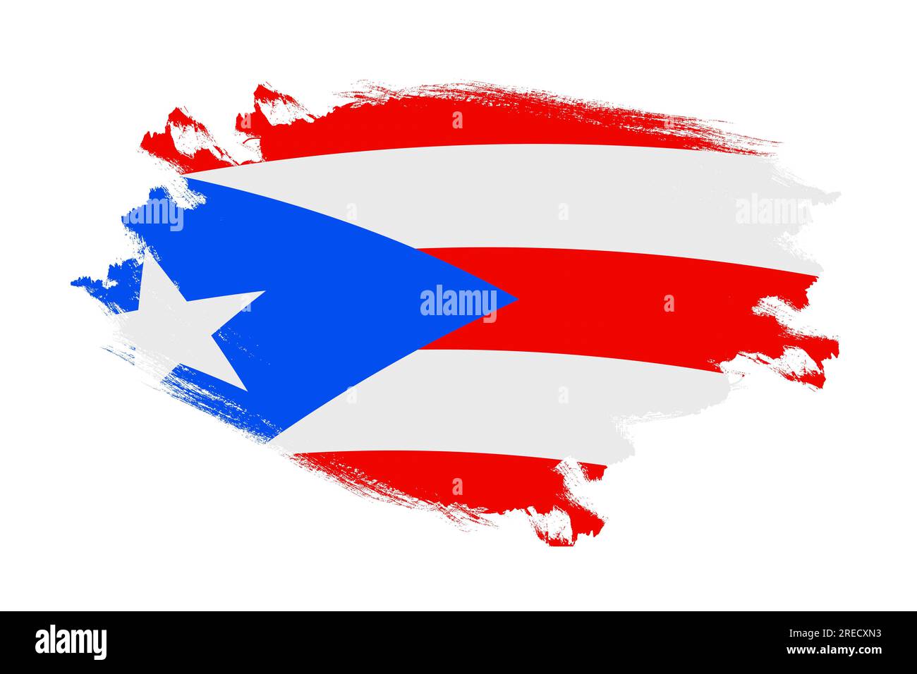 Abstract stroke brush textured national flag of Puerto rico on isolated ...