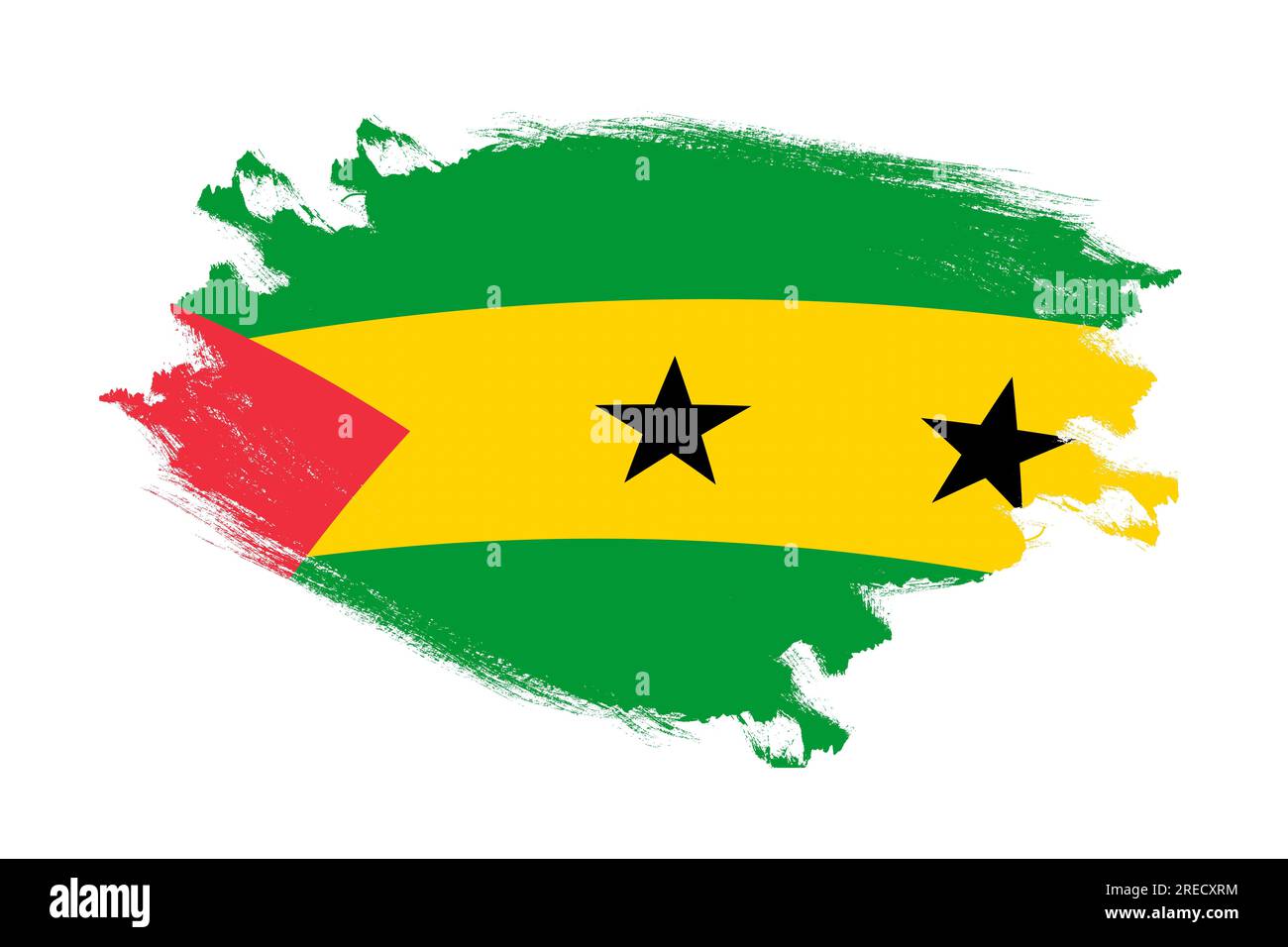 Abstract Stroke Brush Textured National Flag Of Sao Tome And Principe