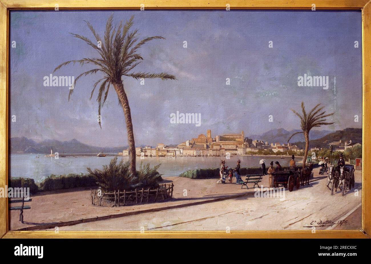 Promenade sur la Croisette de Cannes. Peinture de Ernest Buttura (1841 ...