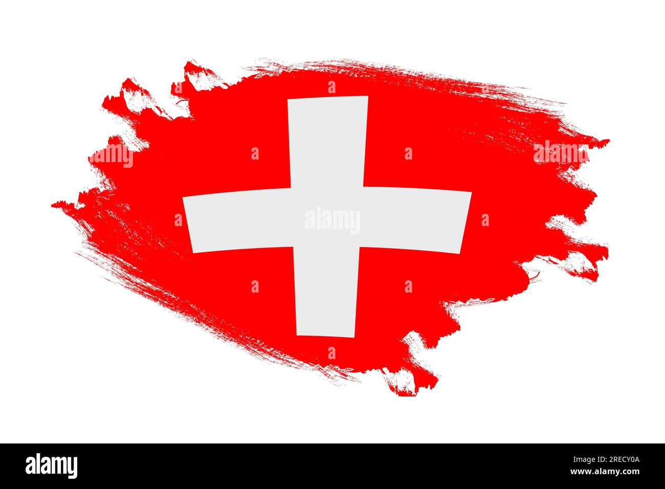 Abstract stroke brush textured national flag of Switzerland on isolated ...