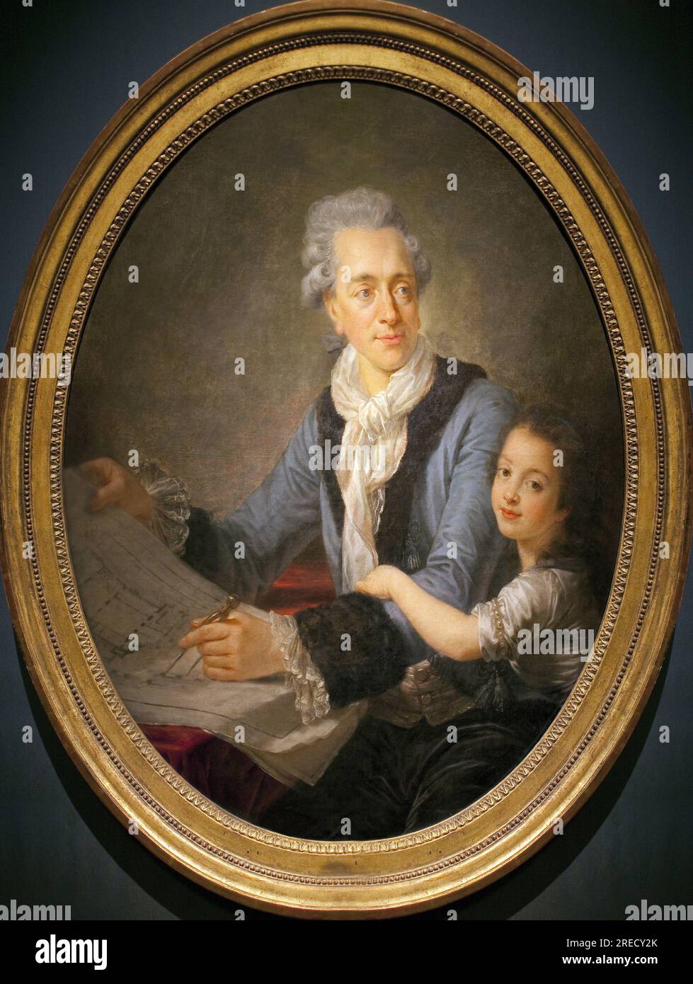 Portrait de Claude Nicolas Ledoux (1736-1806), avec sa fille Adelaide ...