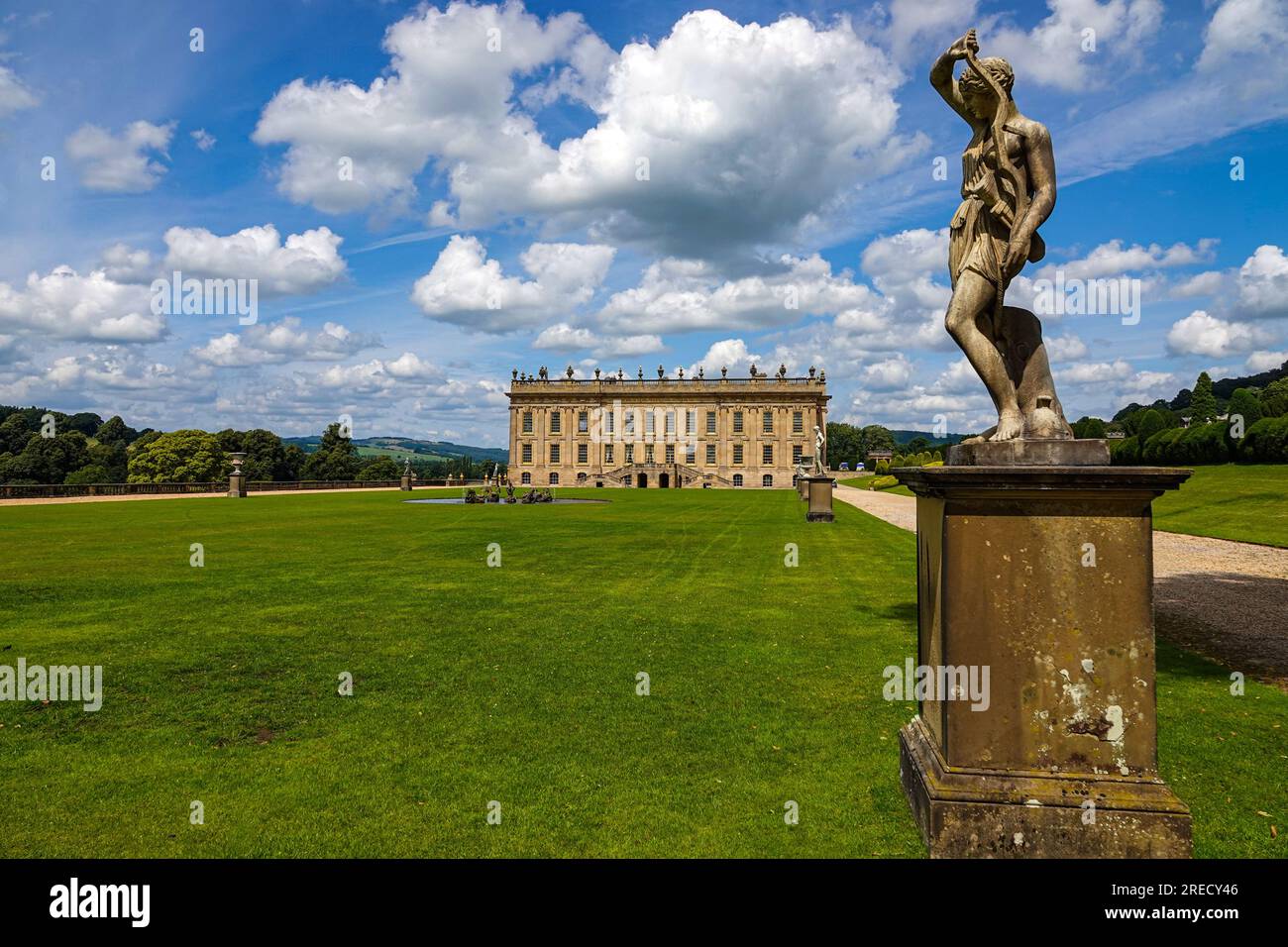 Sculptures at Chatsworth House and gardens, a well known Historic house ...
