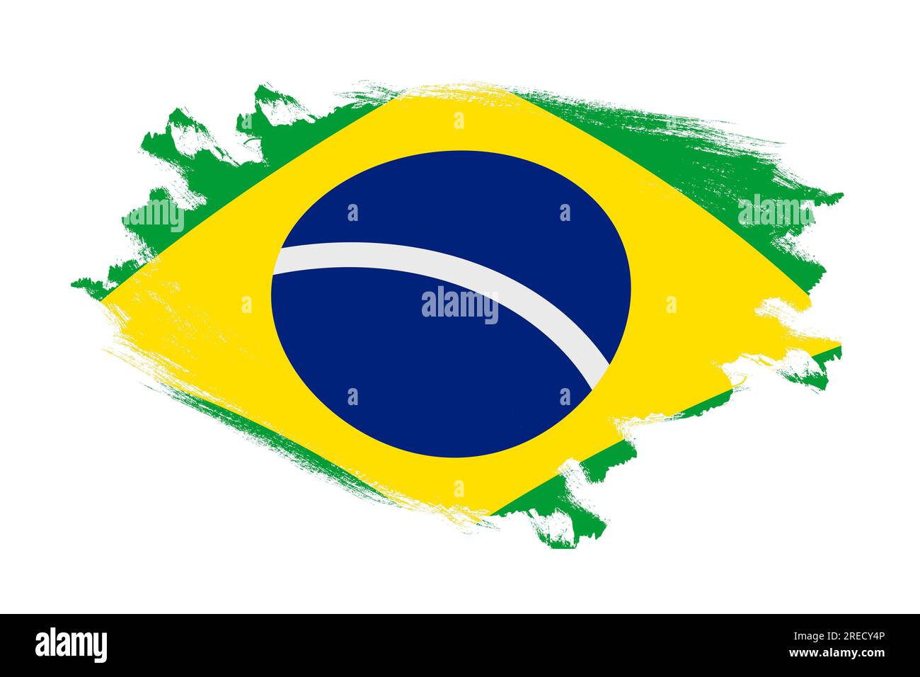 Abstract stroke brush textured national flag of Brazil on isolated ...