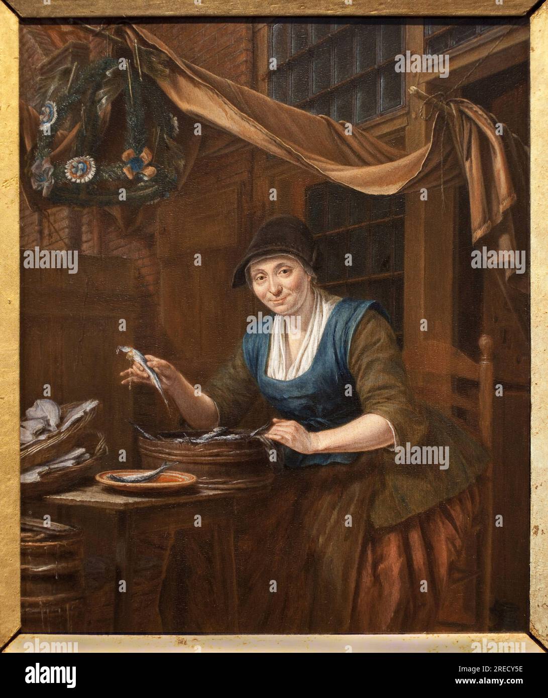 La poissonniere. Peinture de Gerrit Zegelaar (1719-1794), huile sur ...