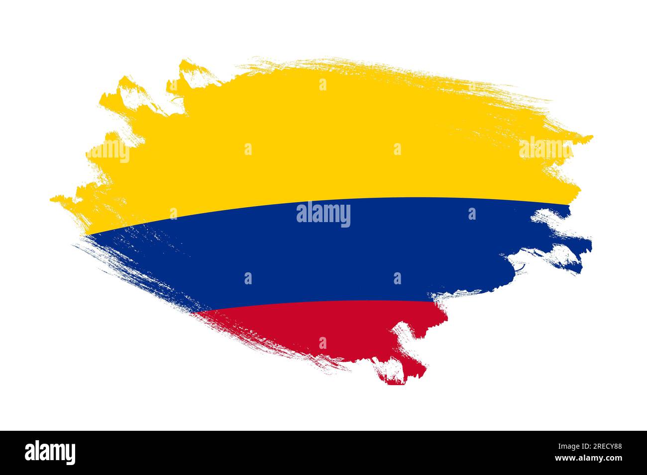 Abstract stroke brush textured national flag of Colombia on isolated ...