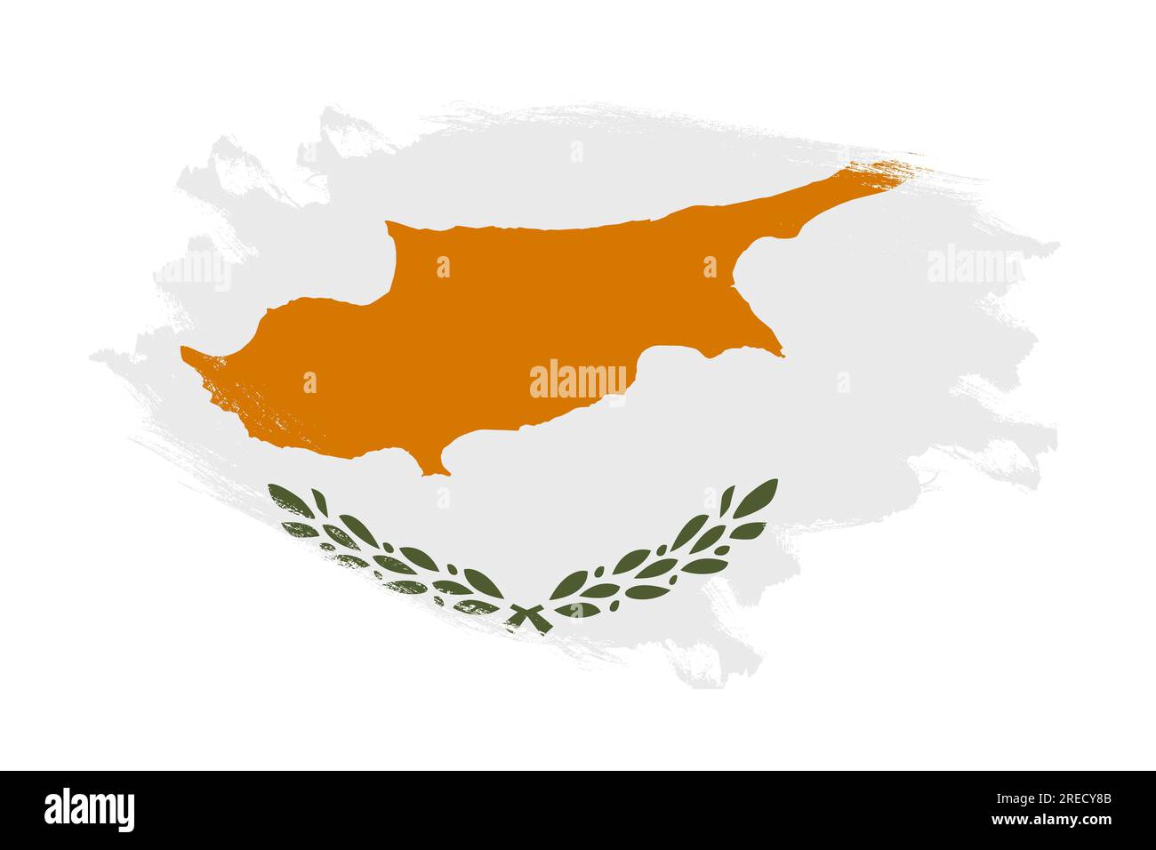 Abstract stroke brush textured national flag of Cyprus on isolated ...