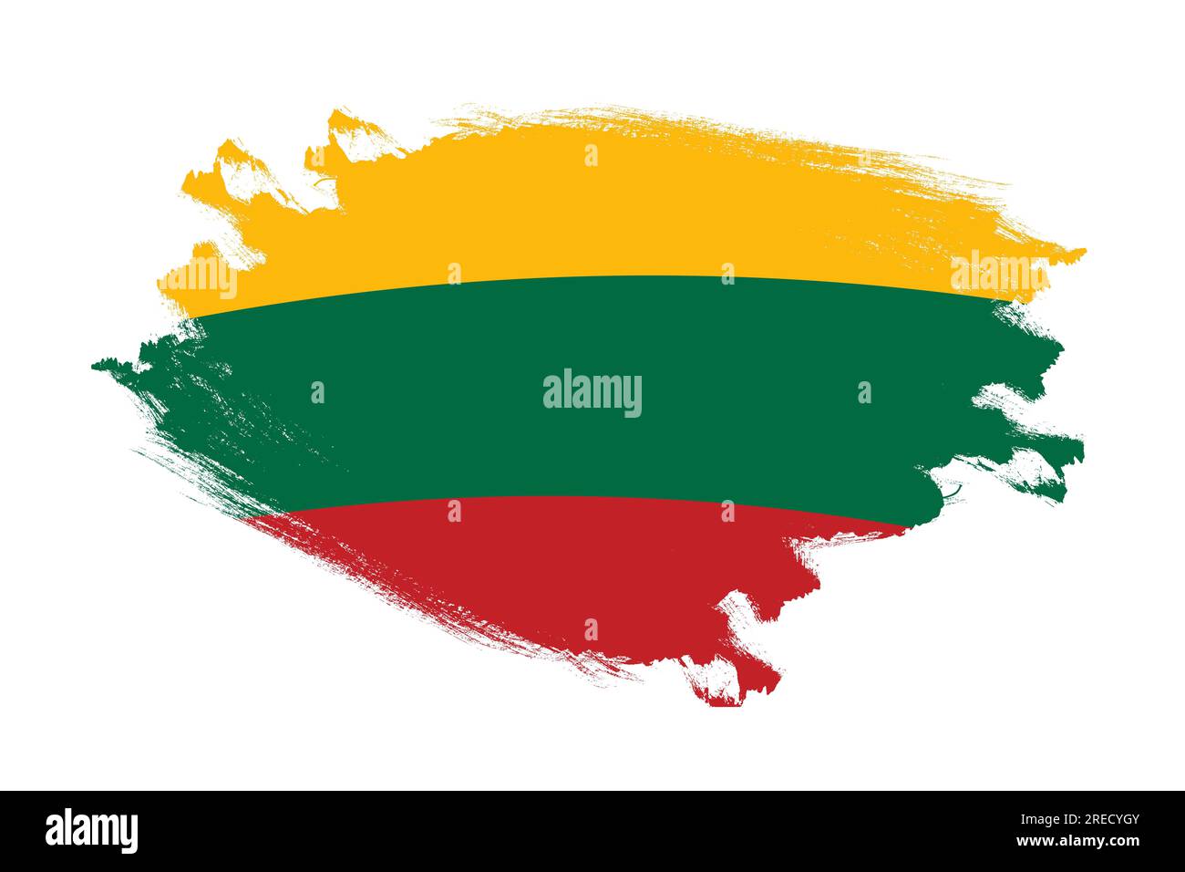 Abstract stroke brush textured national flag of Lithuania on isolated ...
