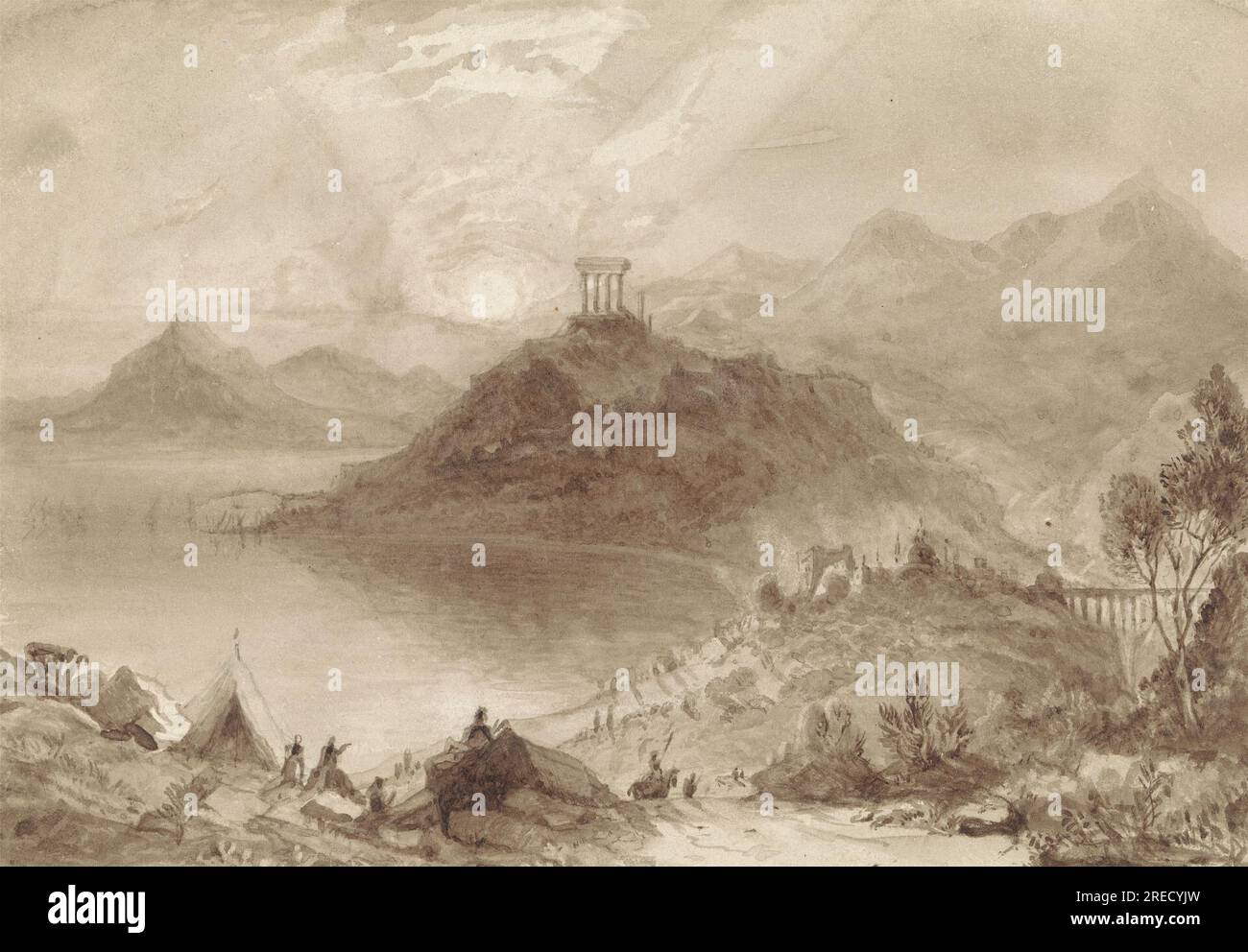 Classical Landscape with Temple circa 1818 by Isaac Weld Stock Photo ...