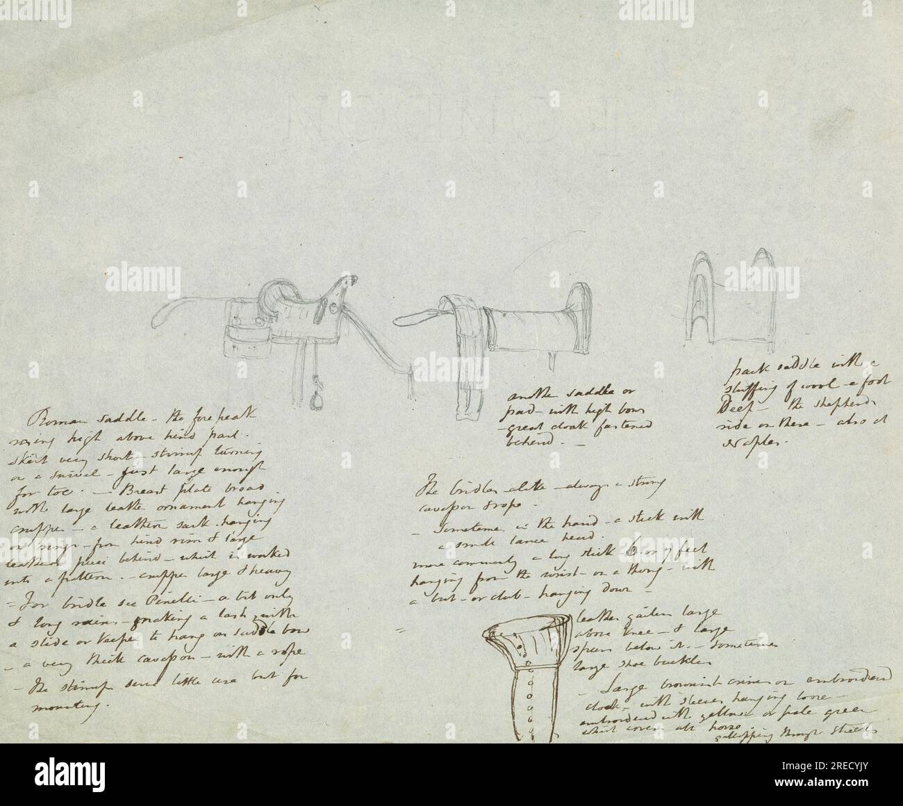 Studies of Roman Saddles circa 1818 by Isaac Weld Stock Photo - Alamy