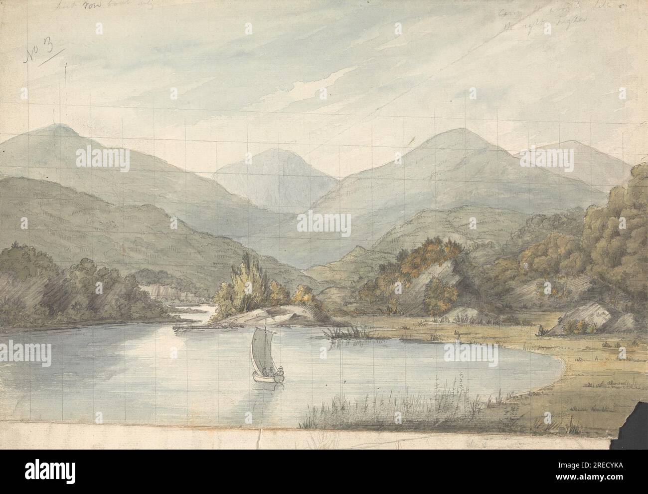 View on the River Between the Lakes between 1800 and 1807 by Isaac Weld ...