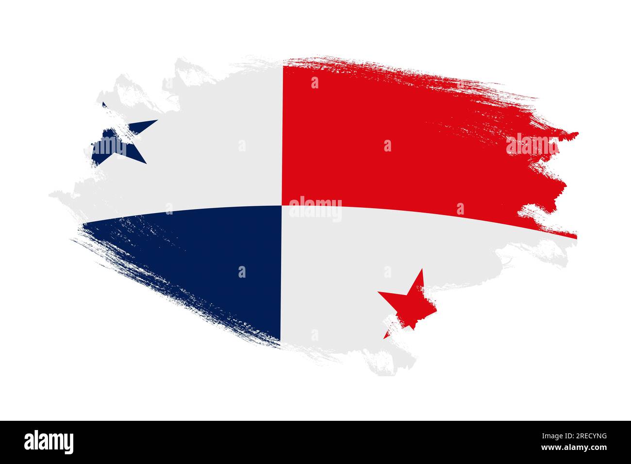 Abstract stroke brush textured national flag of Panama on isolated ...