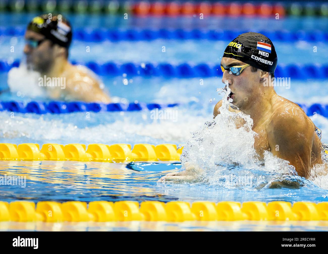 FUKUOKA - Arno Kamminga (L) and Caspar Corbeau in action during the 200 ...