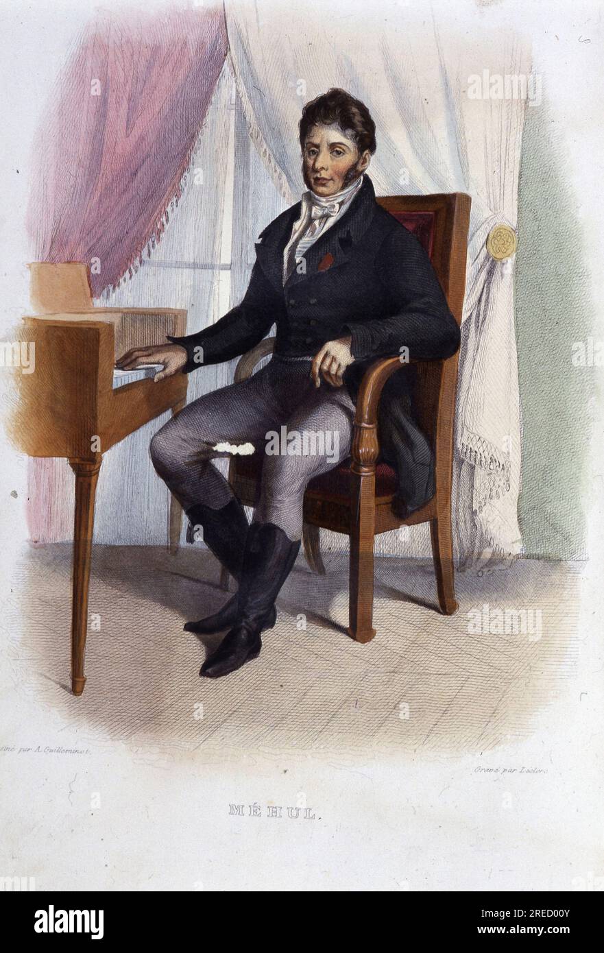 Portrait du musicien Etienne Nicolas Mehul (1763 - 1817) - in Ed. Mennechet, Le Plutarque ...