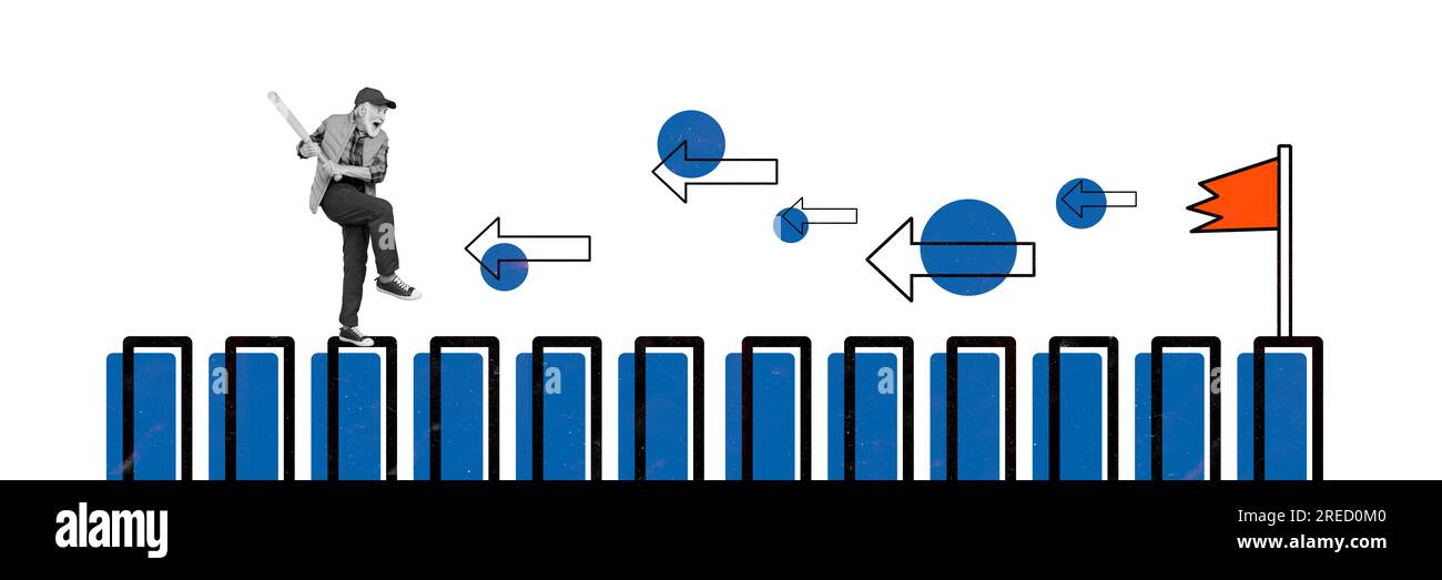 Photo comics sketch collage picture of mature guy beating flying ...