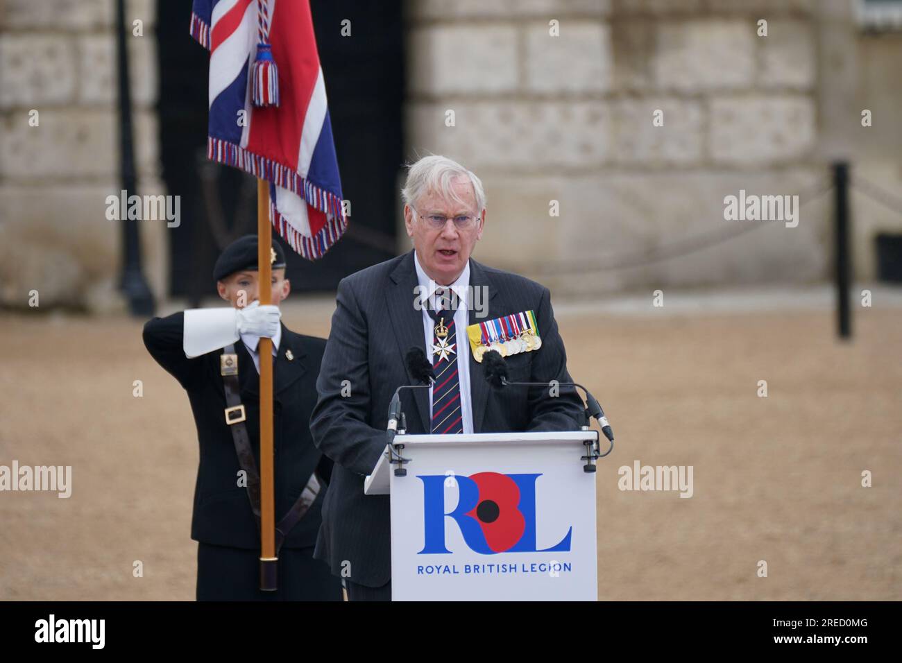 The Duke of Gloucester speaks during the Remembering Korea event, on ...