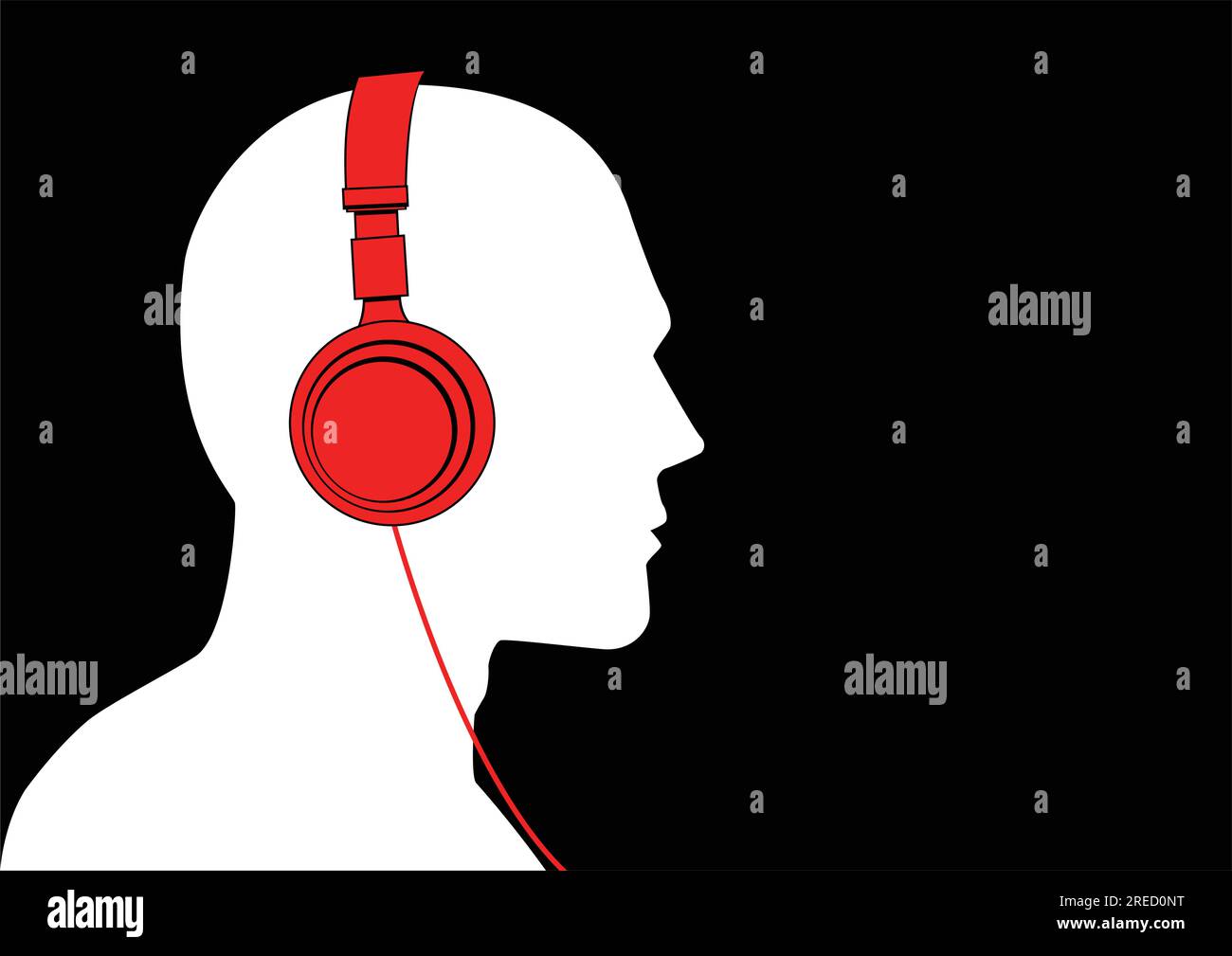 Vector illustration of a man listening to music with headphone Stock ...