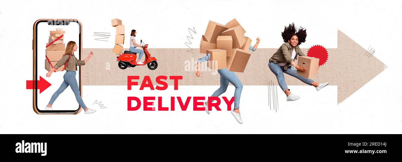 Creative 3d photo artwork graphics collage painting of fast delivery ...
