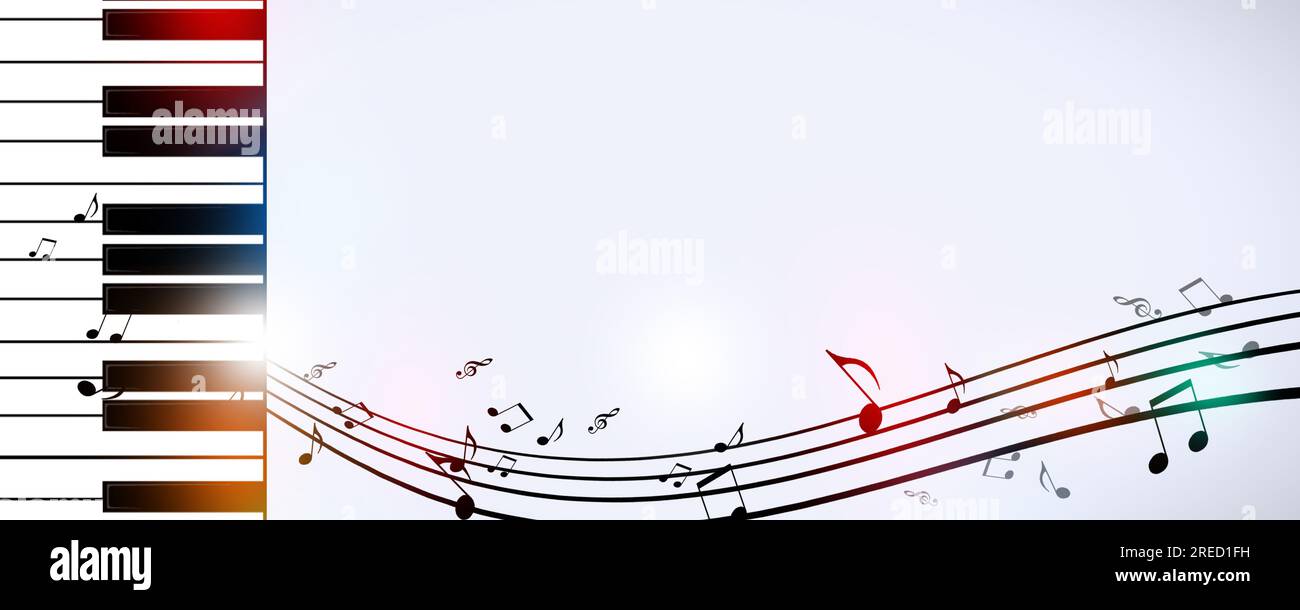 music notes and pianomulticolor classical musical banner Stock Photo ...